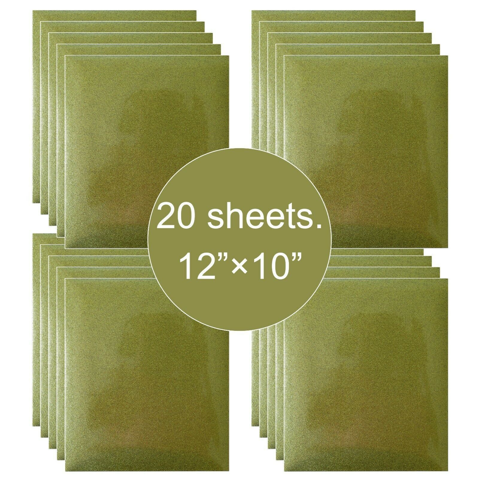 20 Sheet 12"x10" Gold Glitter HTV Heat Transfer Vinyl for Cricut ...