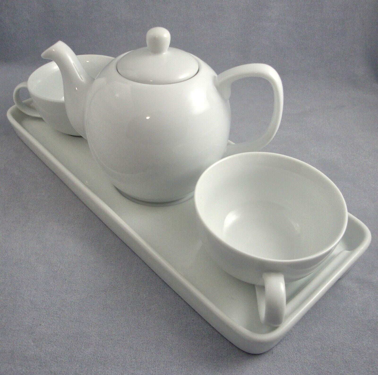 Pier 1 White Porcelain Tea Serving Set 28oz Strainer Spout Teapot 10oz ...