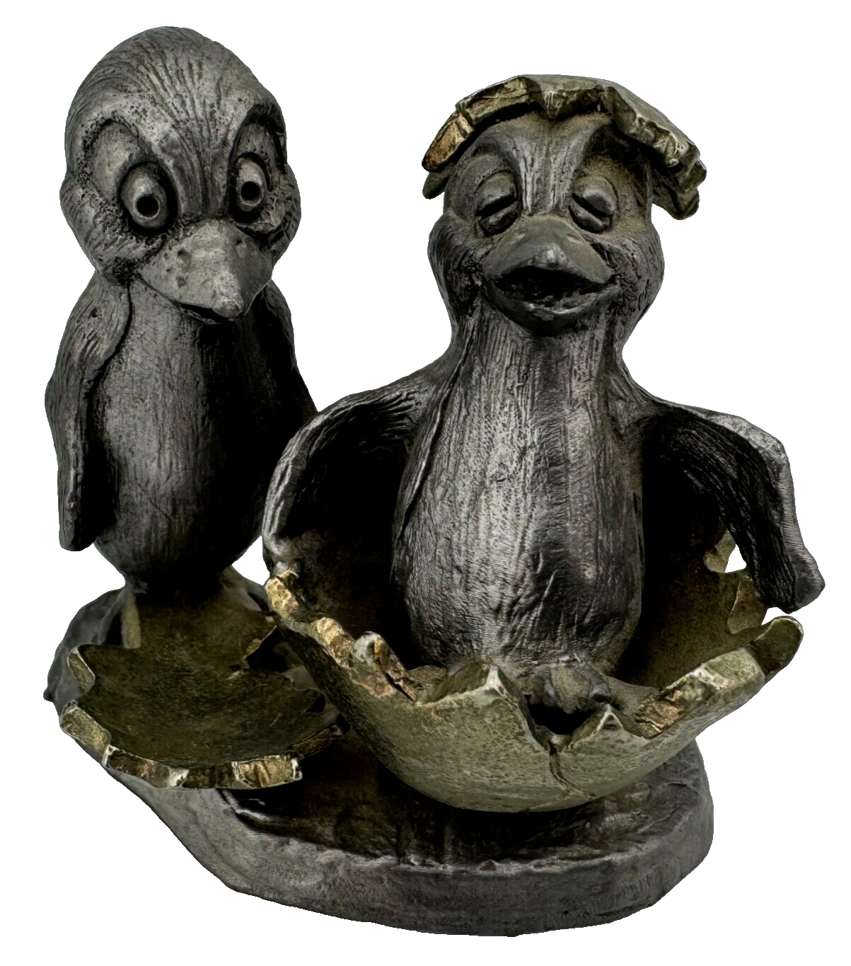 1984 Penguin Penguins Hatching Shell Egg Michael Ricker Pewter Signed ...