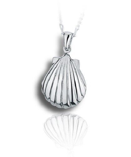 Sterling Silver Clamshell Funeral Cremation Urn Pendant for Ashes w ...