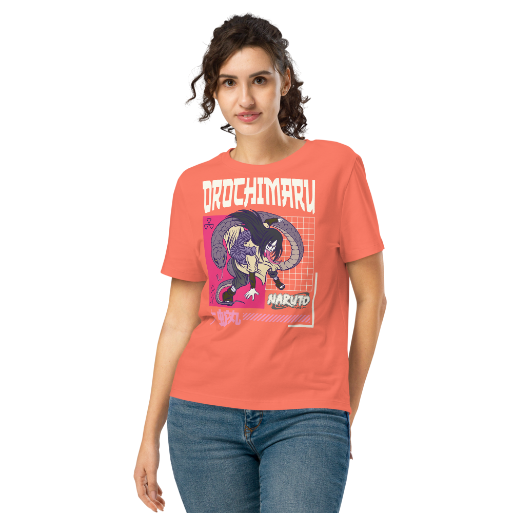 Women’s Organic Ribbed Neck T-Shirt – Orochimaru (Fiesta) - Shirts, Tops