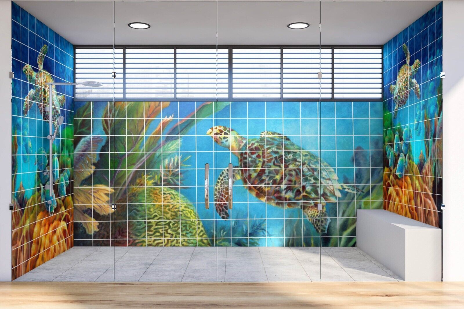 tropical forest jaguar parrots waterfall wildlife ceramic tile mural ...