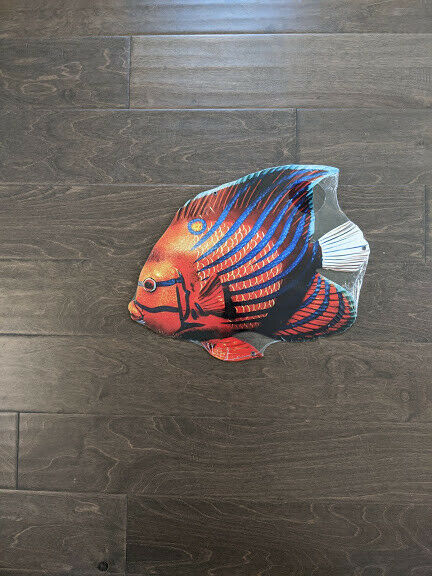 16" Orange Garibaldi FISH aqua 3d cutout retro USA STEEL plate display ...