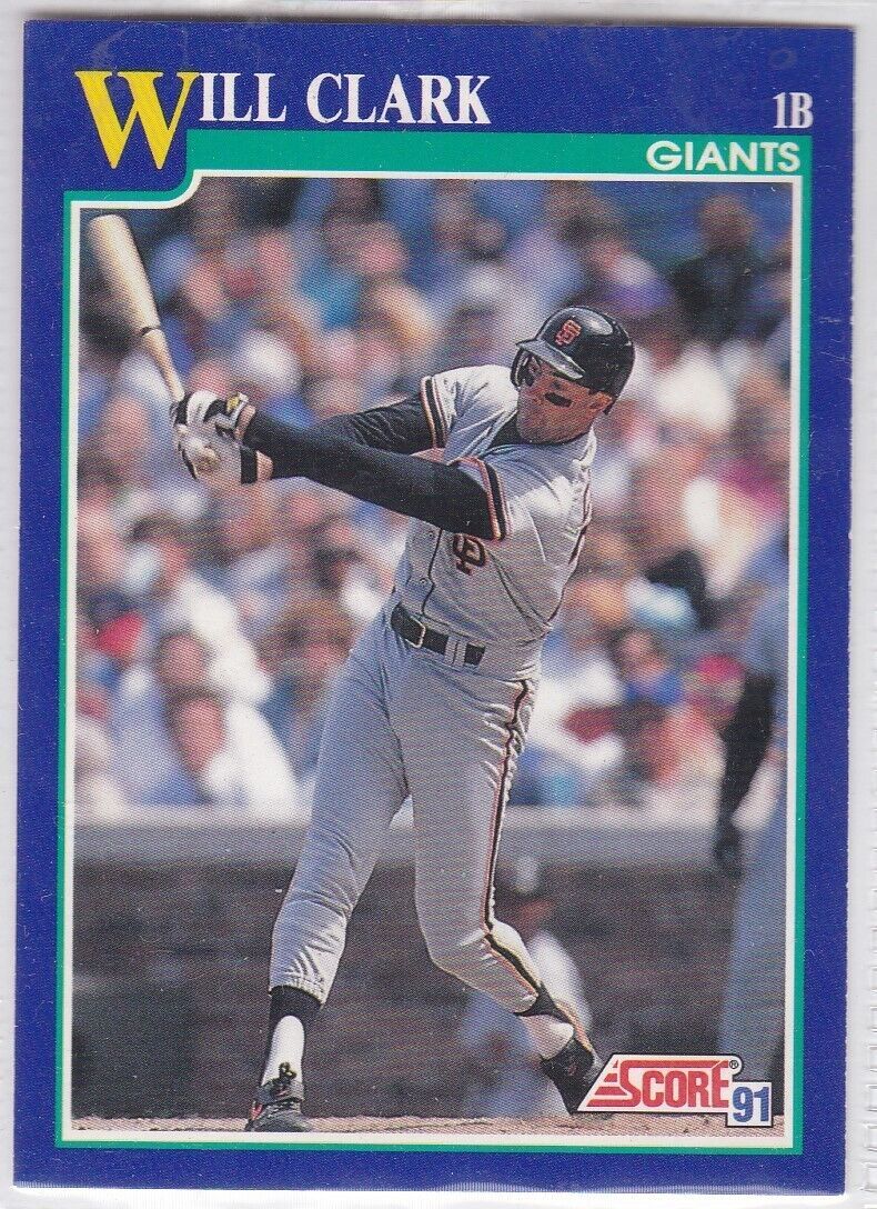 M) 1991 Score Baseball Trading Card - Will Clark #7 - Trading Card Singles