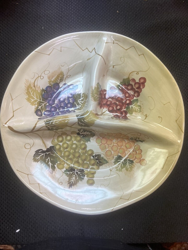 Gorgeous Vintage Cabernet Collection Hand Painted Divided Deco Serving ...