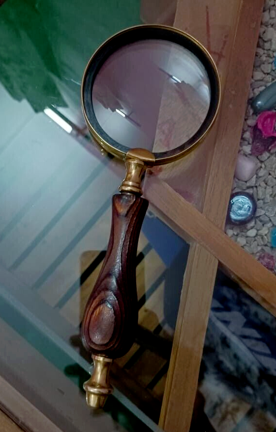 Antique Brass Heavy Magnifying Glass Vintage Magnifier Collectible gift ...