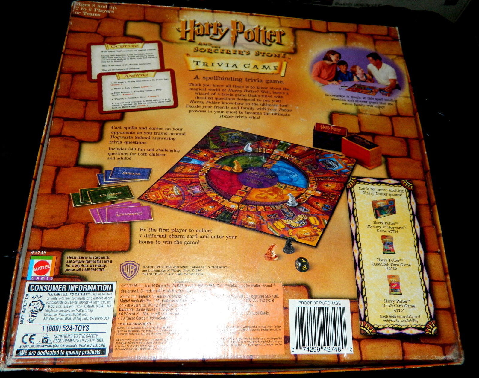 Harry Potter and The Sorceror's Stone Trivia Game Board Game-Complete ...