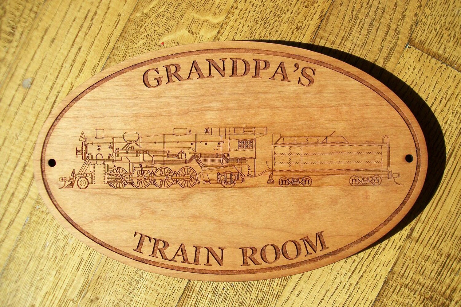 GRANDPA'S TRAIN ROOM SIGN | Wooden Engraved | Personalized for Grandpa ...