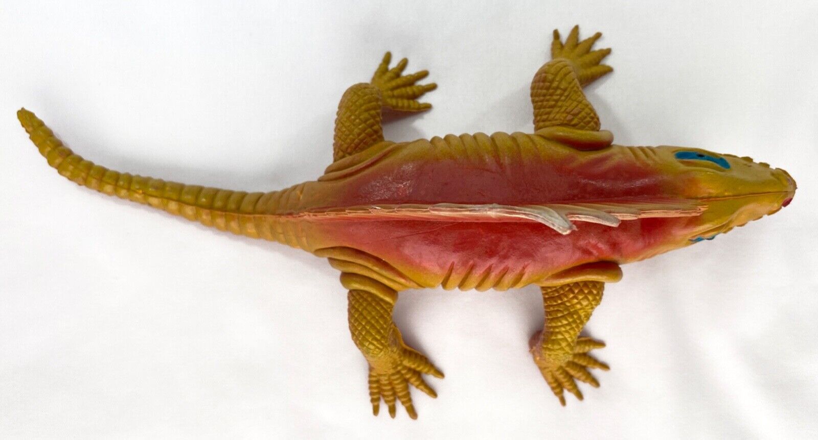 VINTAGE 1970s Yellow Red LIZARD Dinosaur Beast Plastic Rubber Toy ...