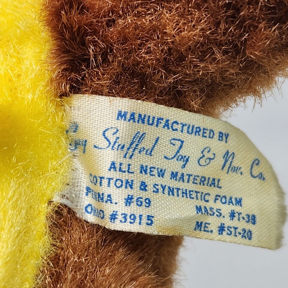 14" VINTAGE GAY STUFFED TOY BROWN + YELLOW TEDDY BEAR STUFFED ANIMAL ...