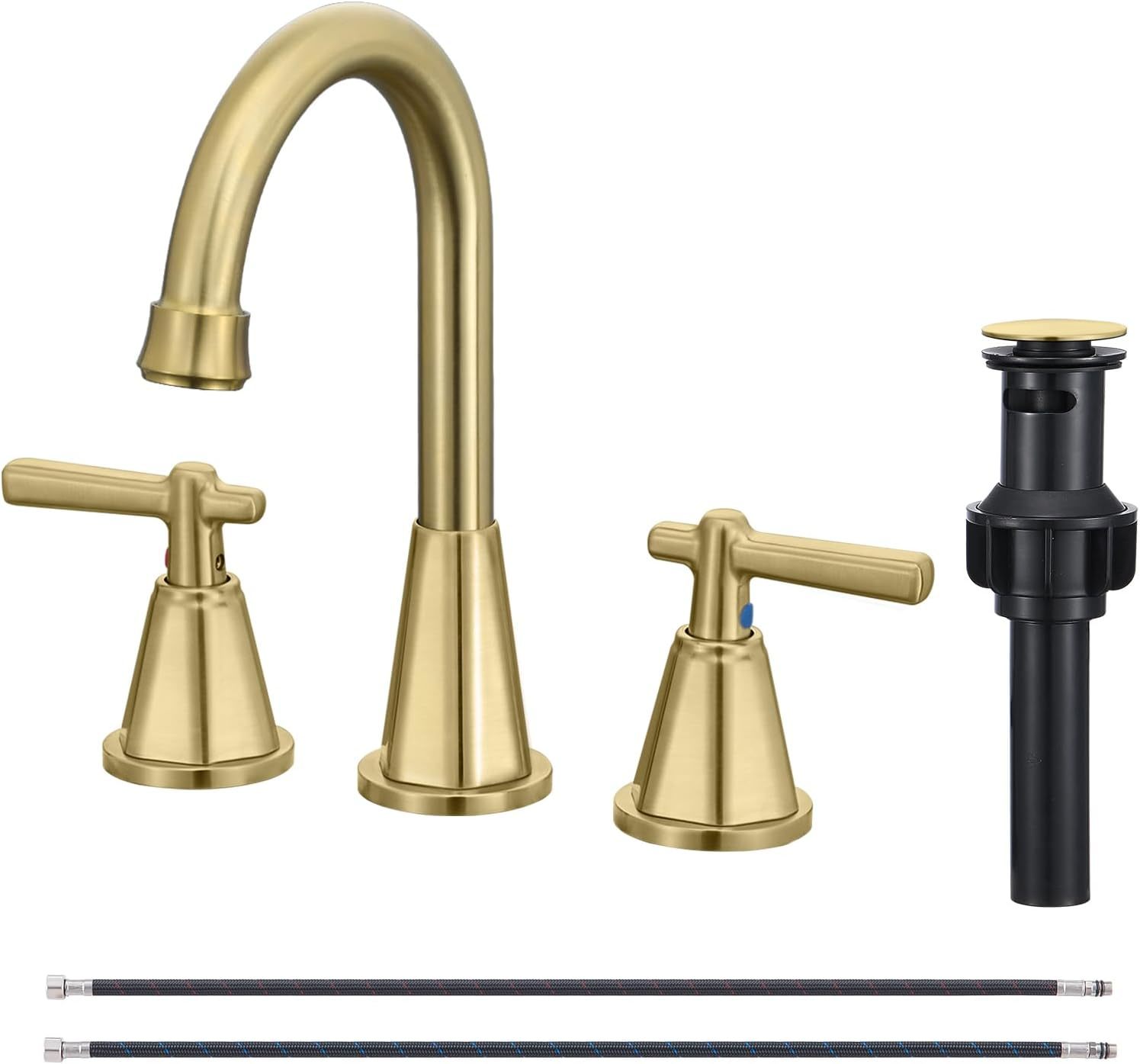 The 8-Inch Widespread, Brushed Gold Damomo Bathroom Faucet Is Perfect ...