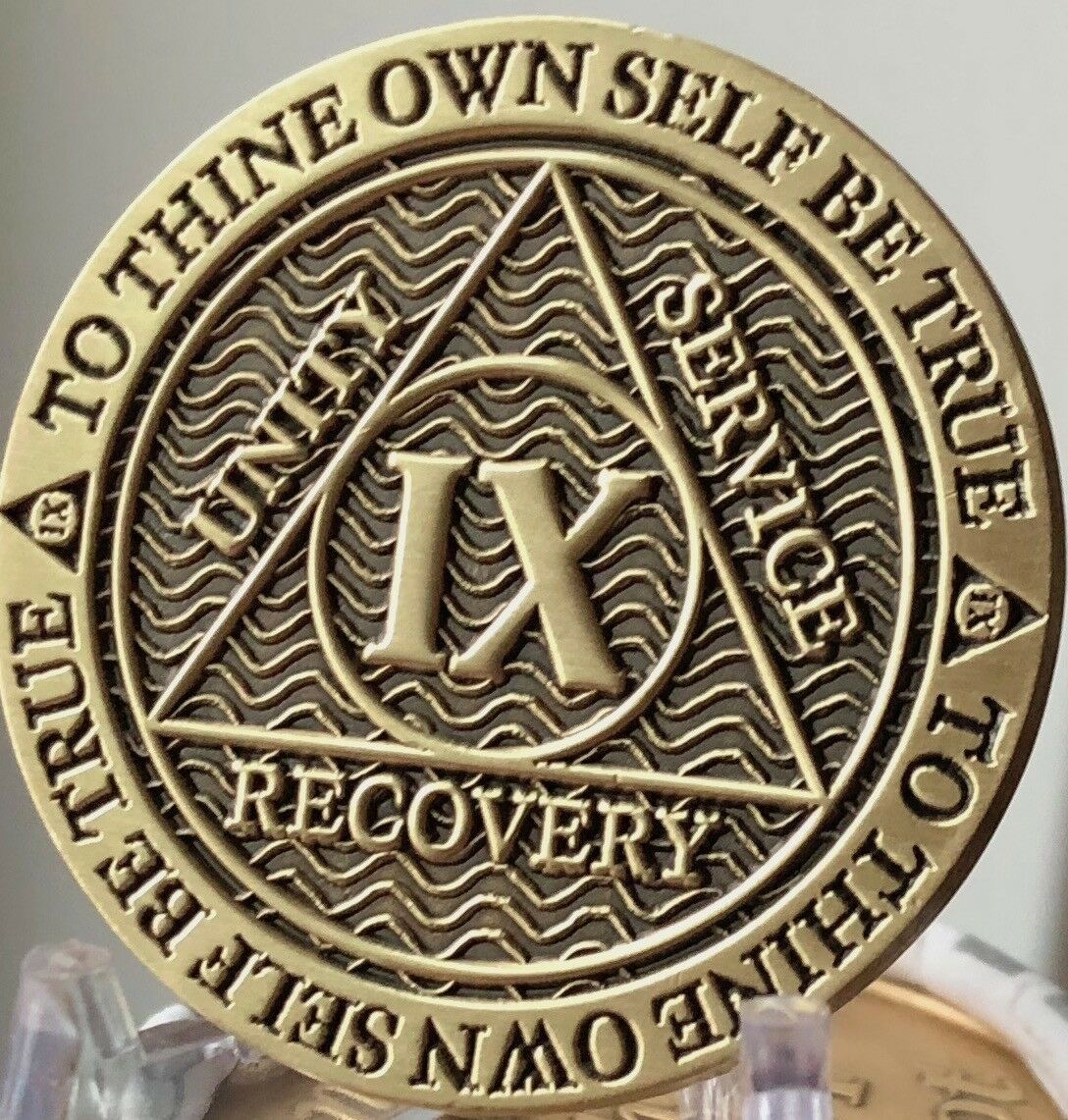 9 Year AA Medallion Reflex Antique Chocolate Bronze Sobriety Chip Coin ...