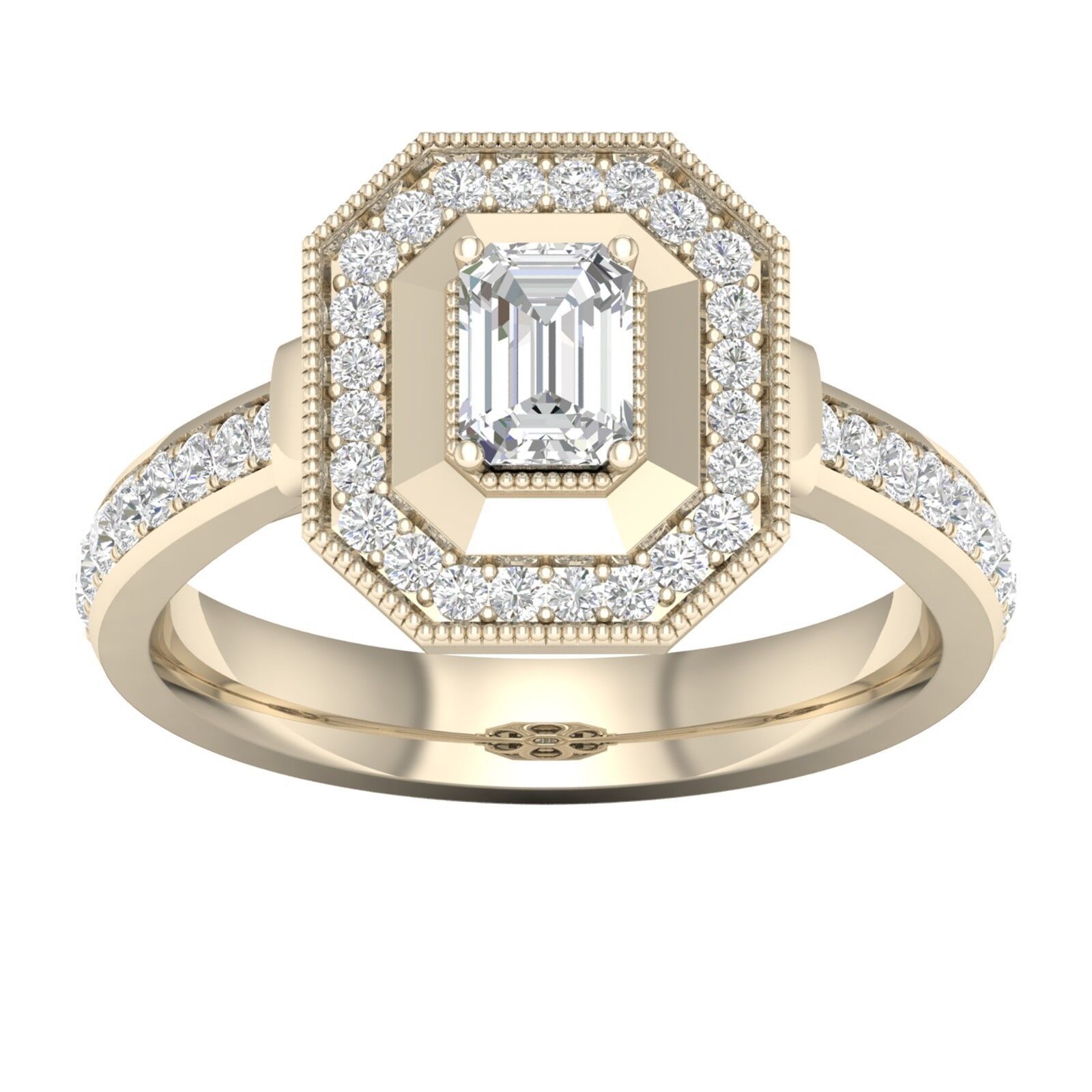 Authenticity Guarantee 14K Gold 0.75 Ct TDW Baguette Diamond Octagon ...