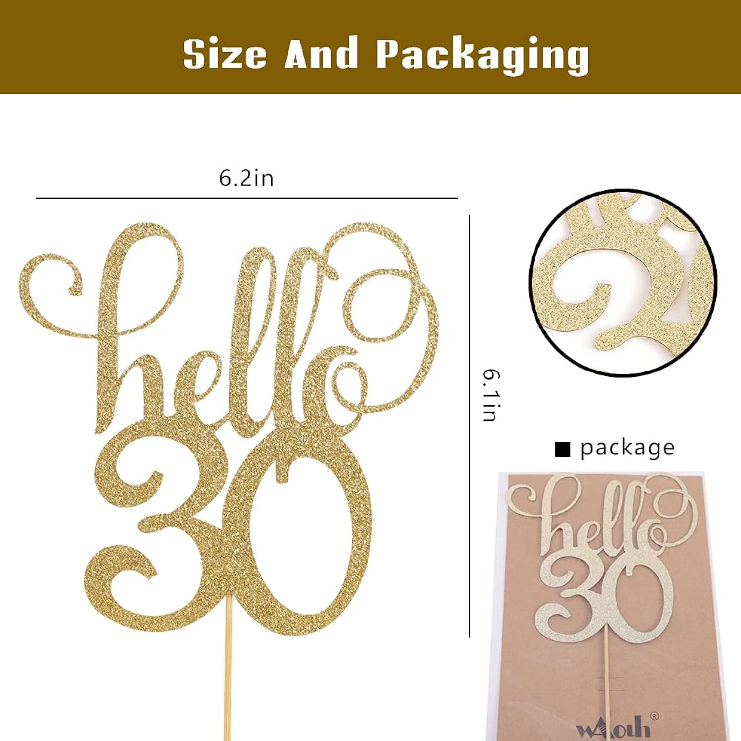 Hello 30 Glitter Cake Topper - 30Th Wedding Anniversary Cake Topper ...