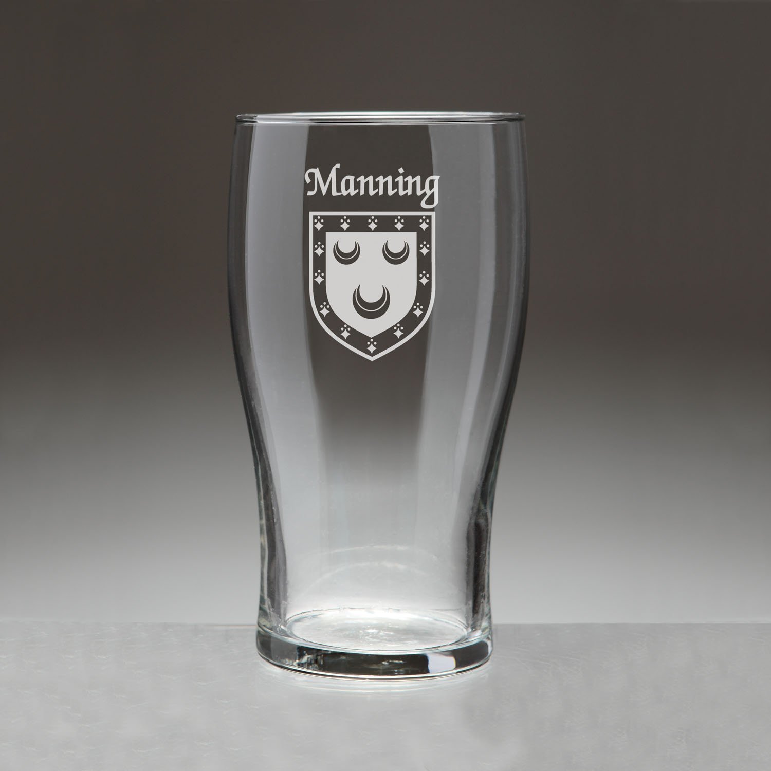 Manning Irish Coat of Arms Tavern Glasses - Set of 4 (Sand Etched ...