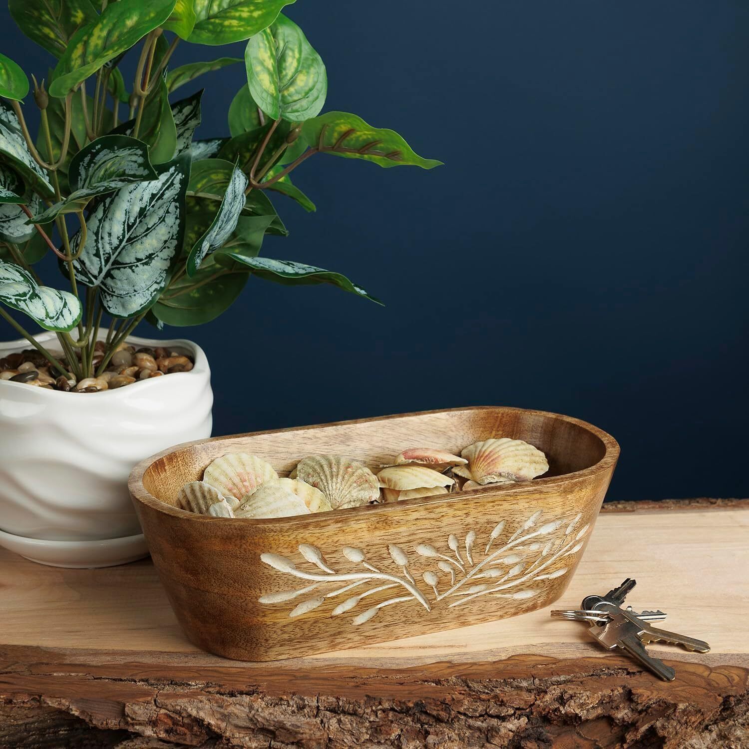 Decorative Bowl Centerpiece Table Decorations Accent Table Wooden Hand ...