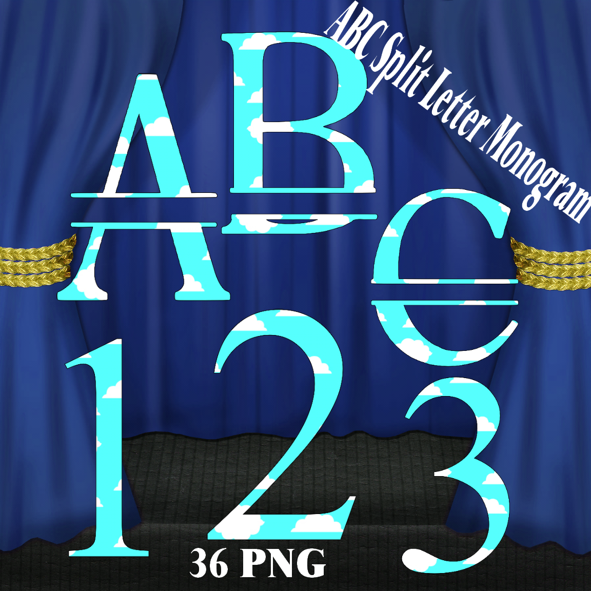 ABC Split Letter Monogram 2b Digital Kit-Digital Clipart-Art Clip-Gift ...
