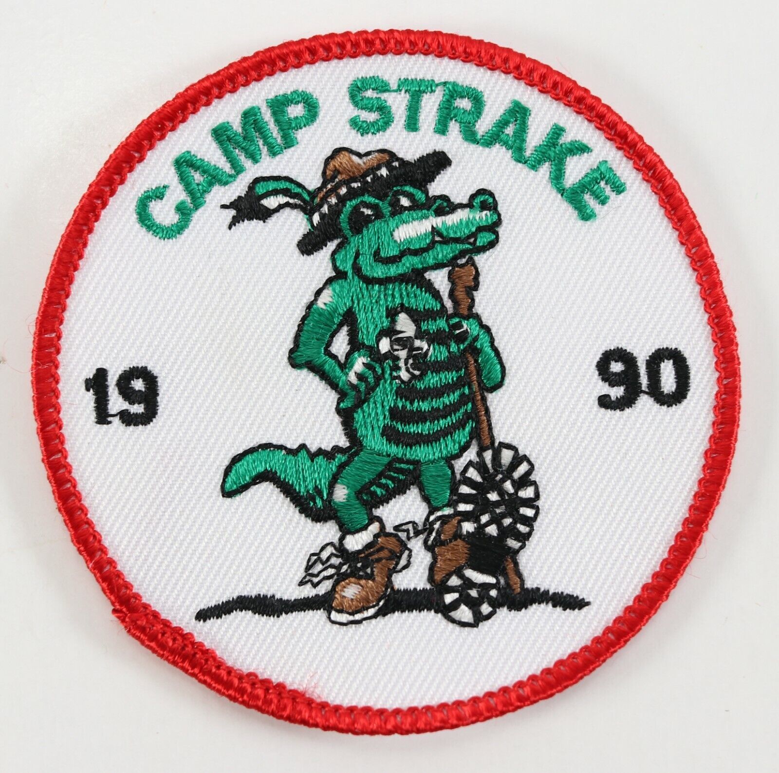 Vintage 1990 Camp Strake Gator Red Border Round Boy Scout Camp Patch ...
