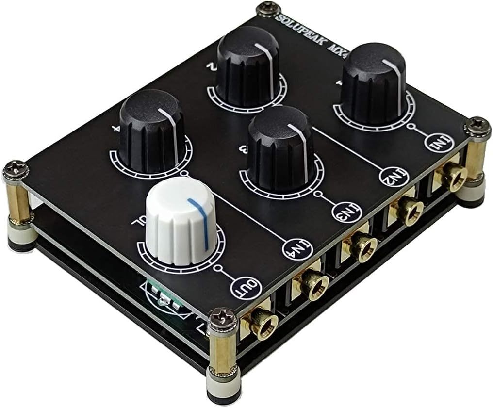 Mini 4-Way Audio Mixer Stereo 4-In-1-Out Aux, Passive 3.5Mm Line Levels ...