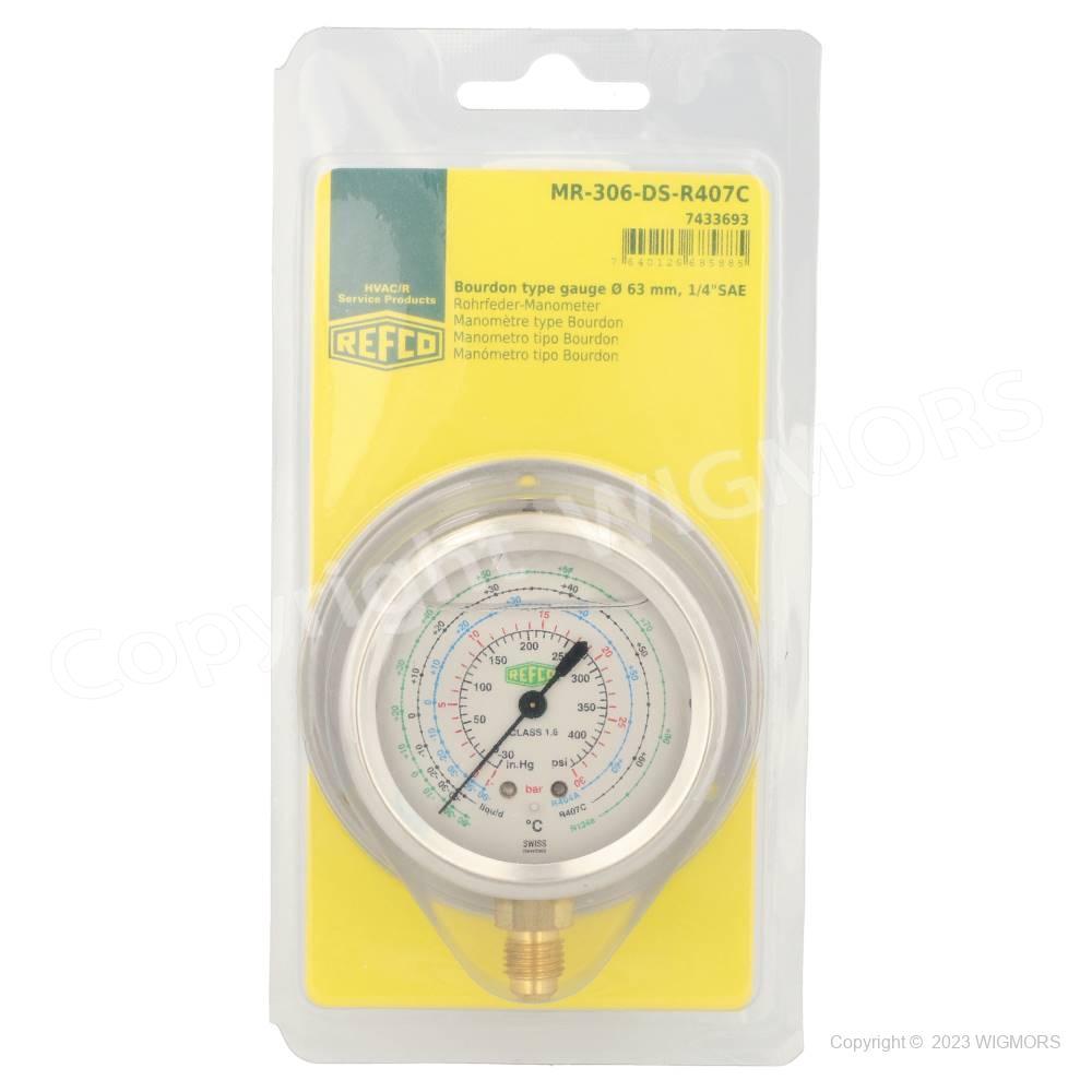 Manifold gauge Refco MR-306-DS-R407C HP glycerin 1/4" SAE/D - HVAC & Refrigeration: Gauges & Probes