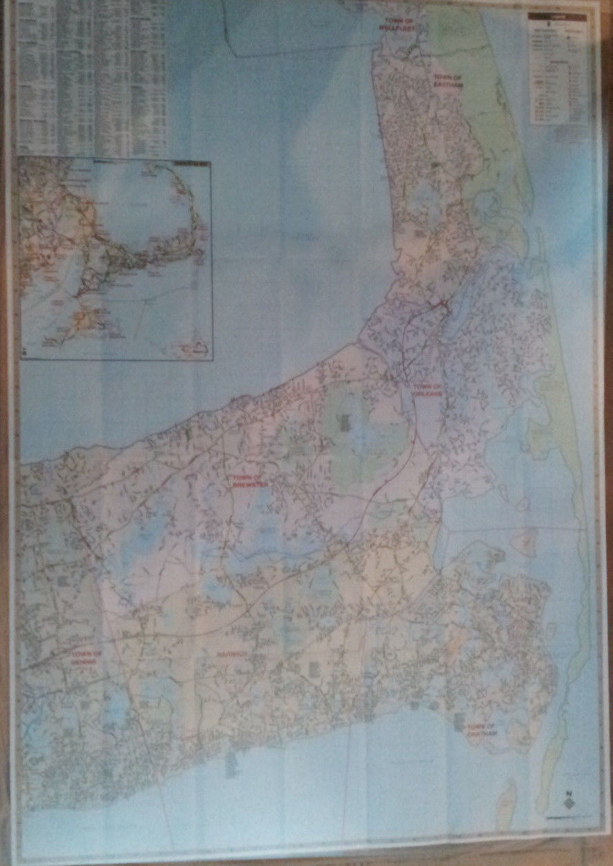 Lower Outer Cape Cod MA Laminated Wall Map (K) - Maps & Atlases