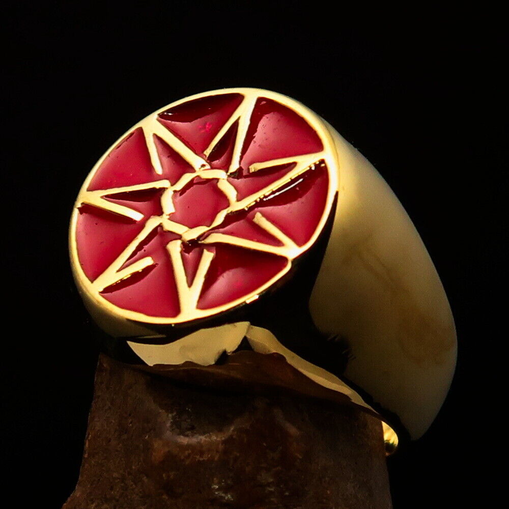 Men's Pinky Ring red Heptagon seven sided Polygon Heptagram - Solid ...