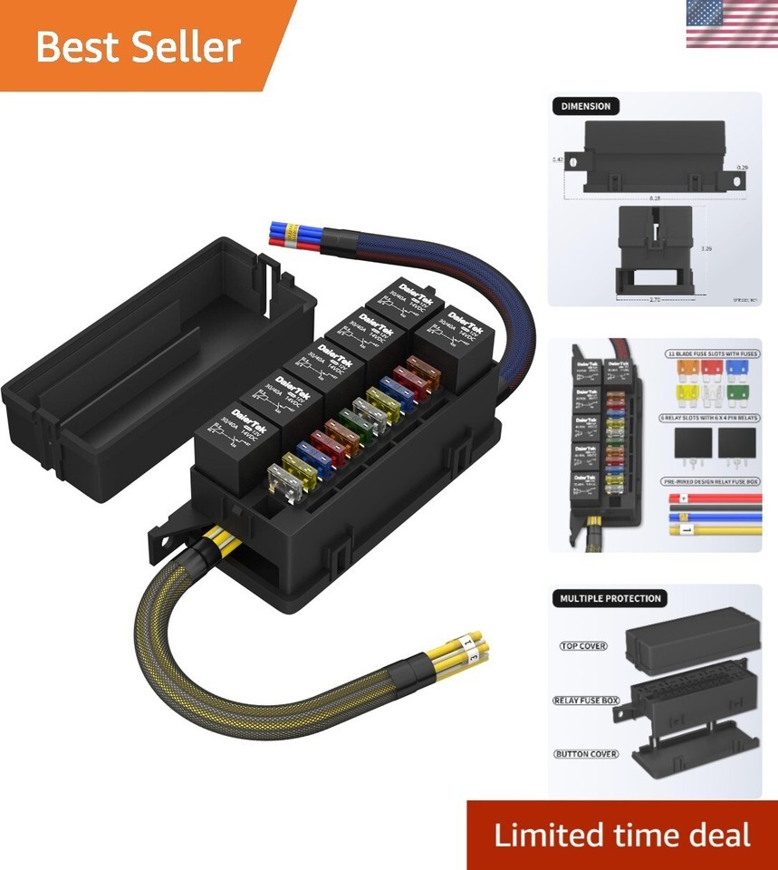 Heavy-Duty Pre-Wired 12V Fuse and Relay Box for Marine & Automotive ...