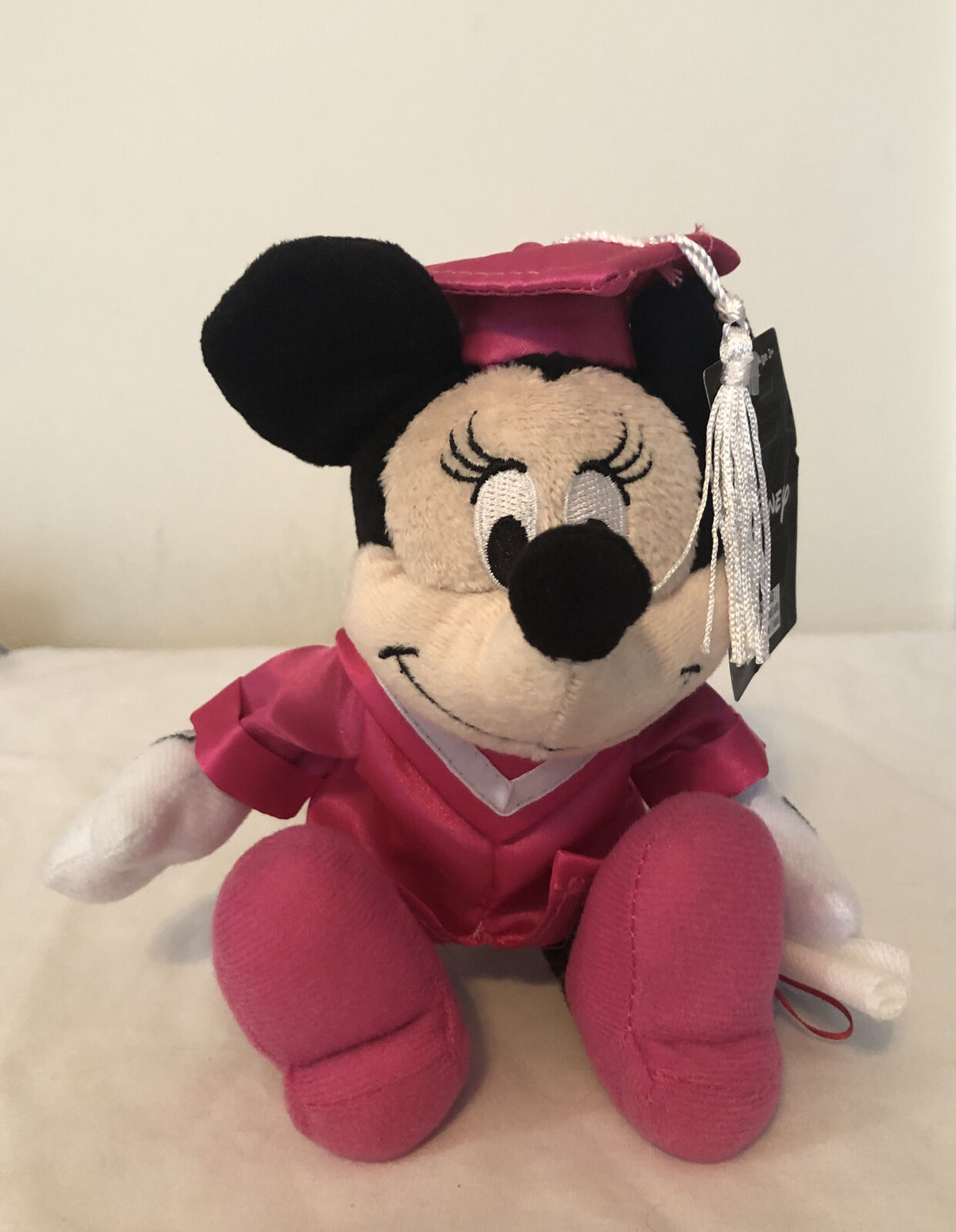 New Disney Minnie Mouse Pink Graduation Plush Cap Gown Diploma 6 ...