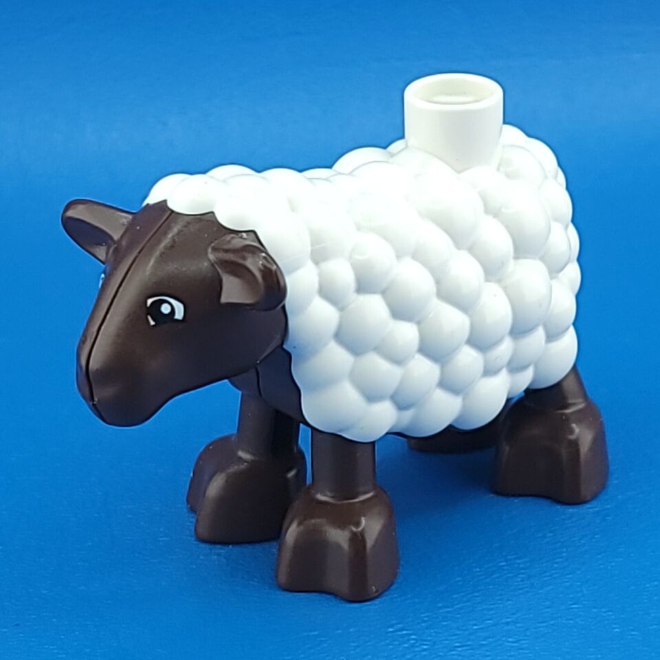 Lego Duplo White Sheep Lamb Figure Dark Brown Farm Animal Minifigure ...
