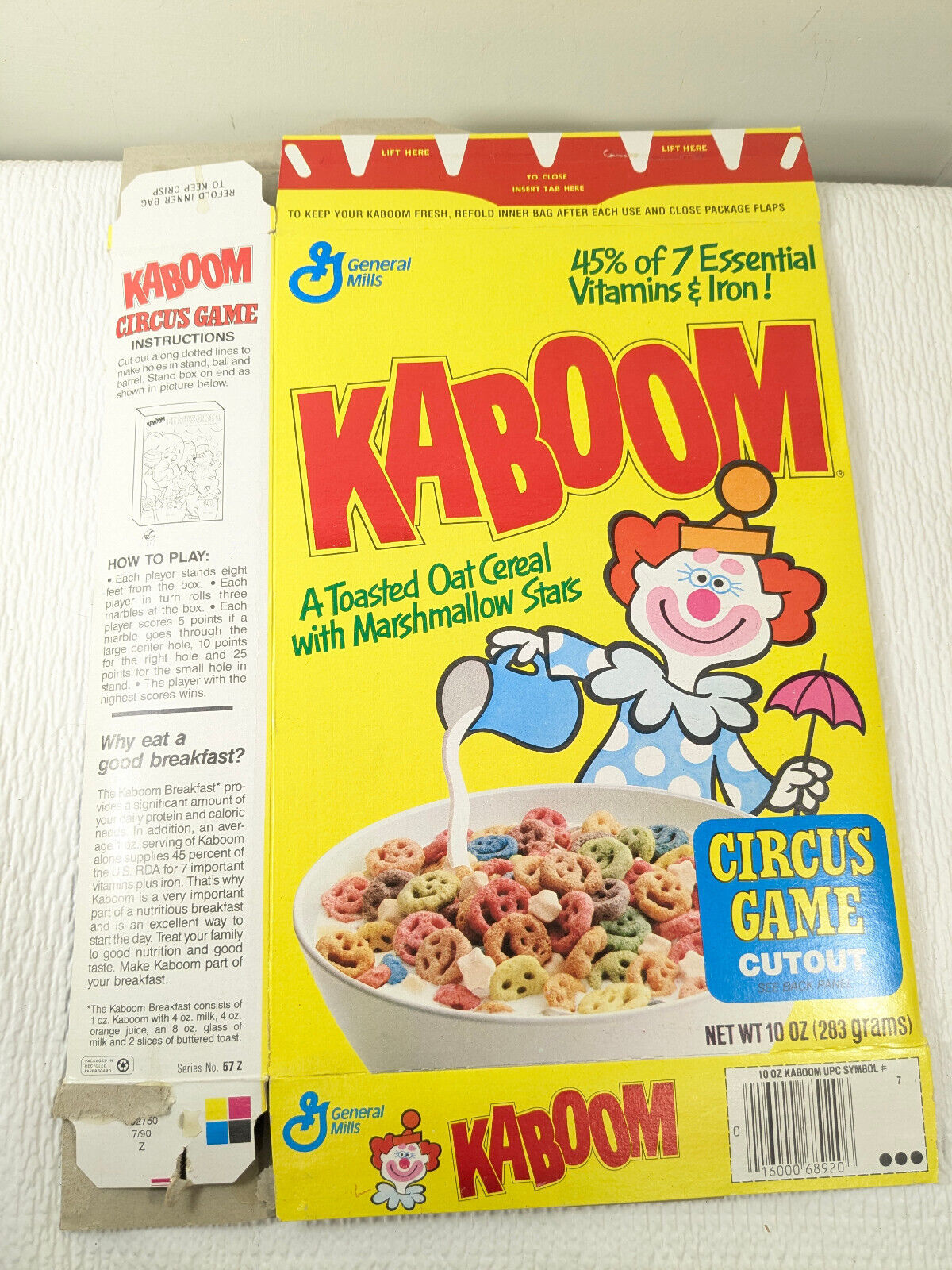 Vintage General Mills Kaboom Cereal box Circus Game cutout GM kids ...