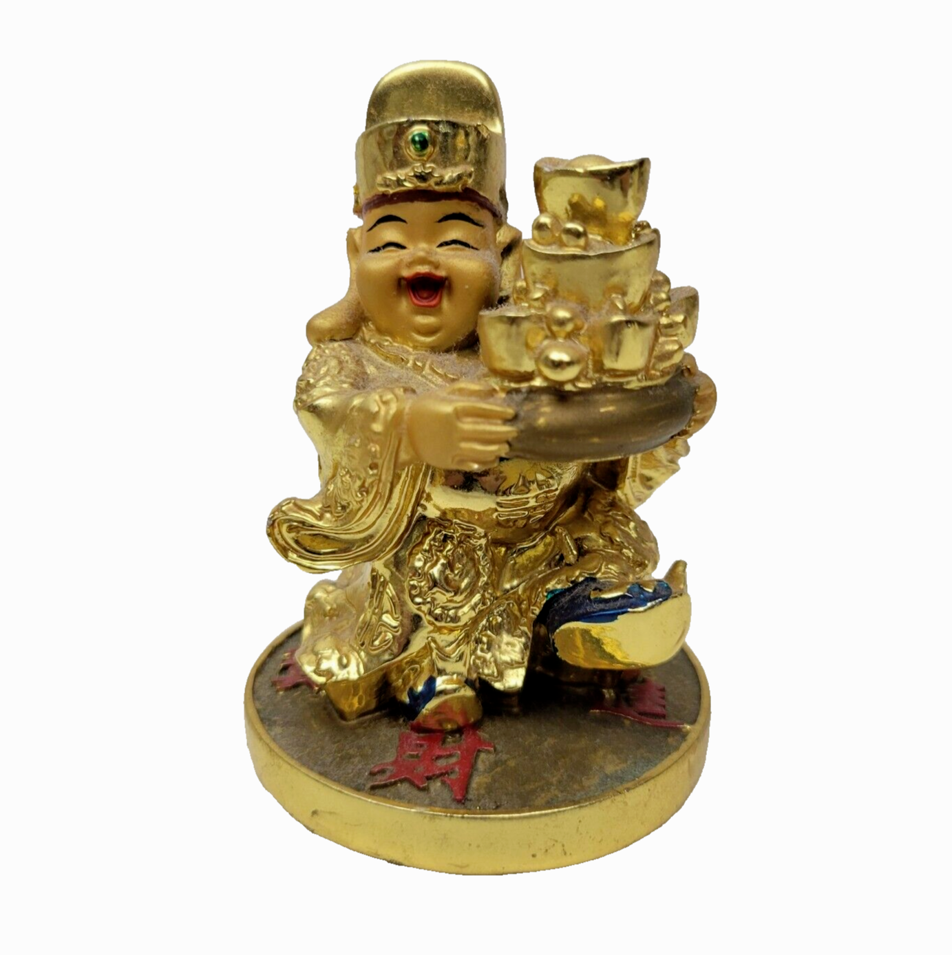 Gold Plated Feng Shui Chai Shen Yeh Statue God of Wealth Fortune Good ...
