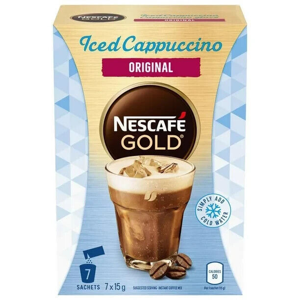 2 Boxes of Nescafe Gold Iced Cappuccino Original Coffee 14 Sachets of ...