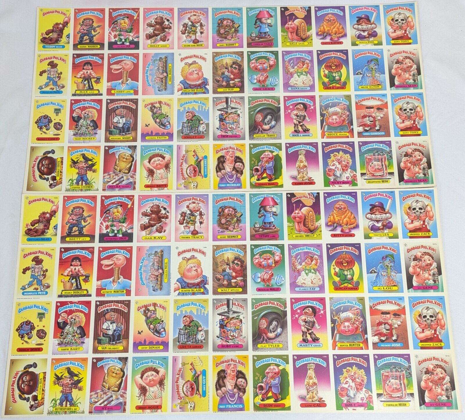 1986 Garbage Pail Kids OS4 Series 4 UNCUT SHEETS a & b Set OAK KAY ...