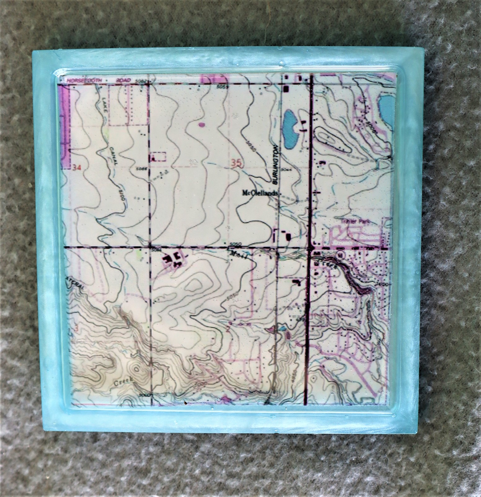Four (4) Custom Coasters - Topography Maps of places of your choosing ...