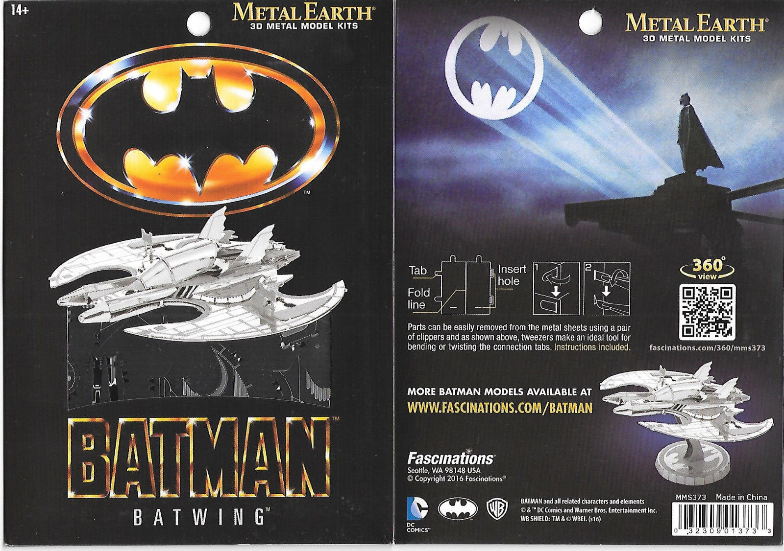 Batman 1989 Movie Batwing Plane Metal Earth 3-D Laser Cut Steel Model ...