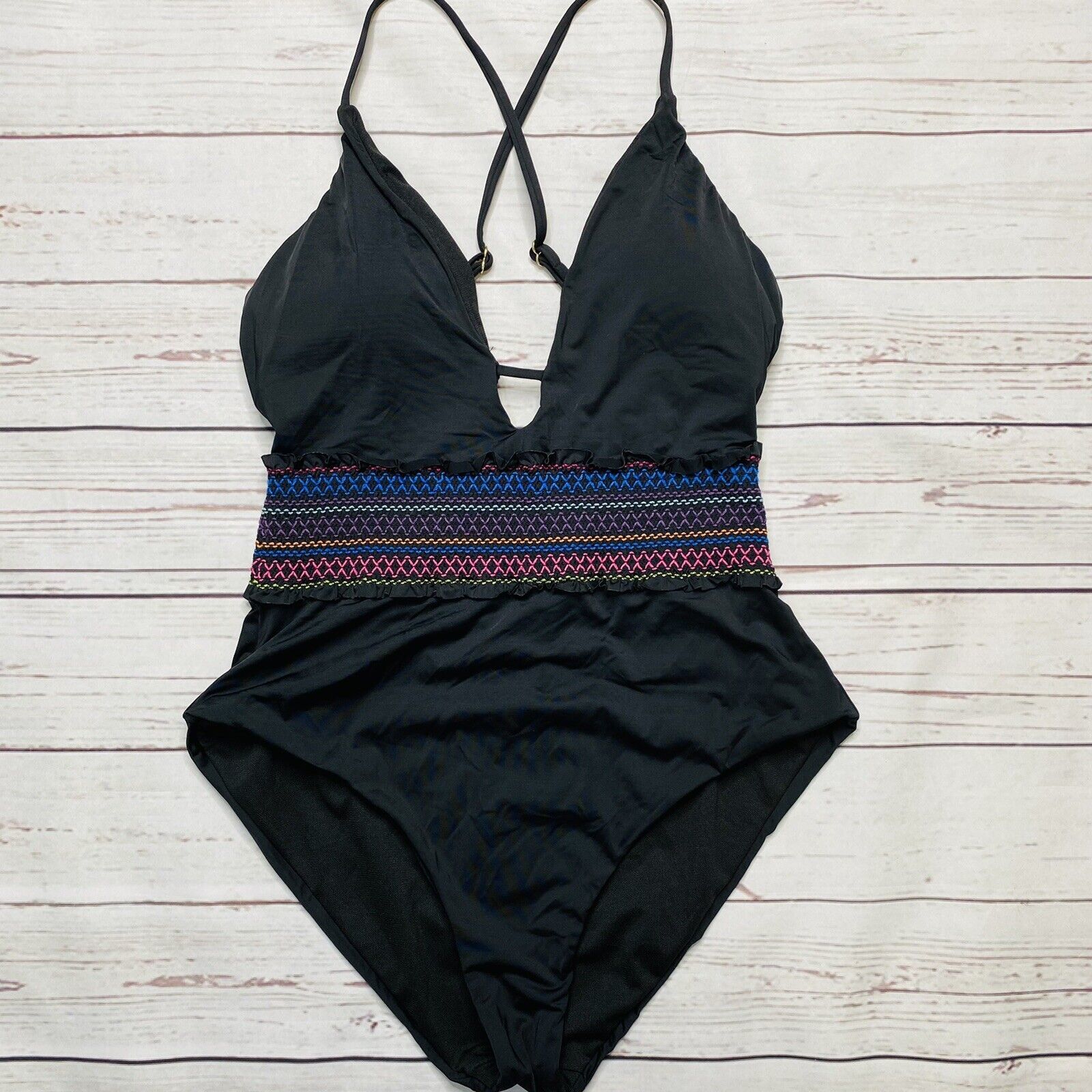 Bar III Smocked Plunging One Piece Swimsuit and 50 similar items