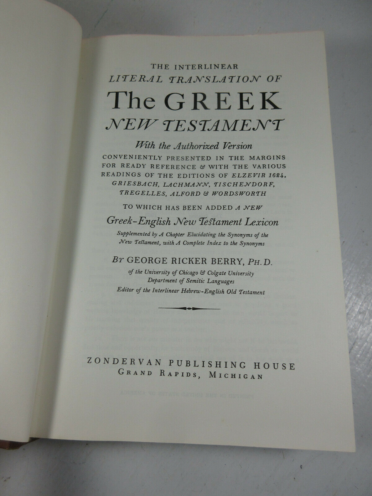 1963 The Interlinear Greek-English New Testament Bible George Ricker ...