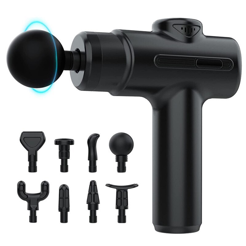 Electric Massage Gun Deep Tissue Facial Massgaer 8 Heads Arms Back Leg ...