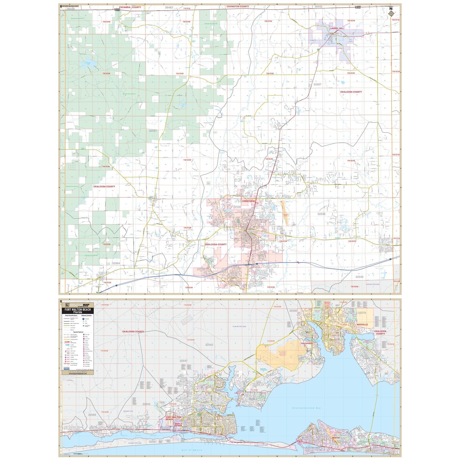 Fort Walton / Crestview, FL Wall Map - Maps & Atlases