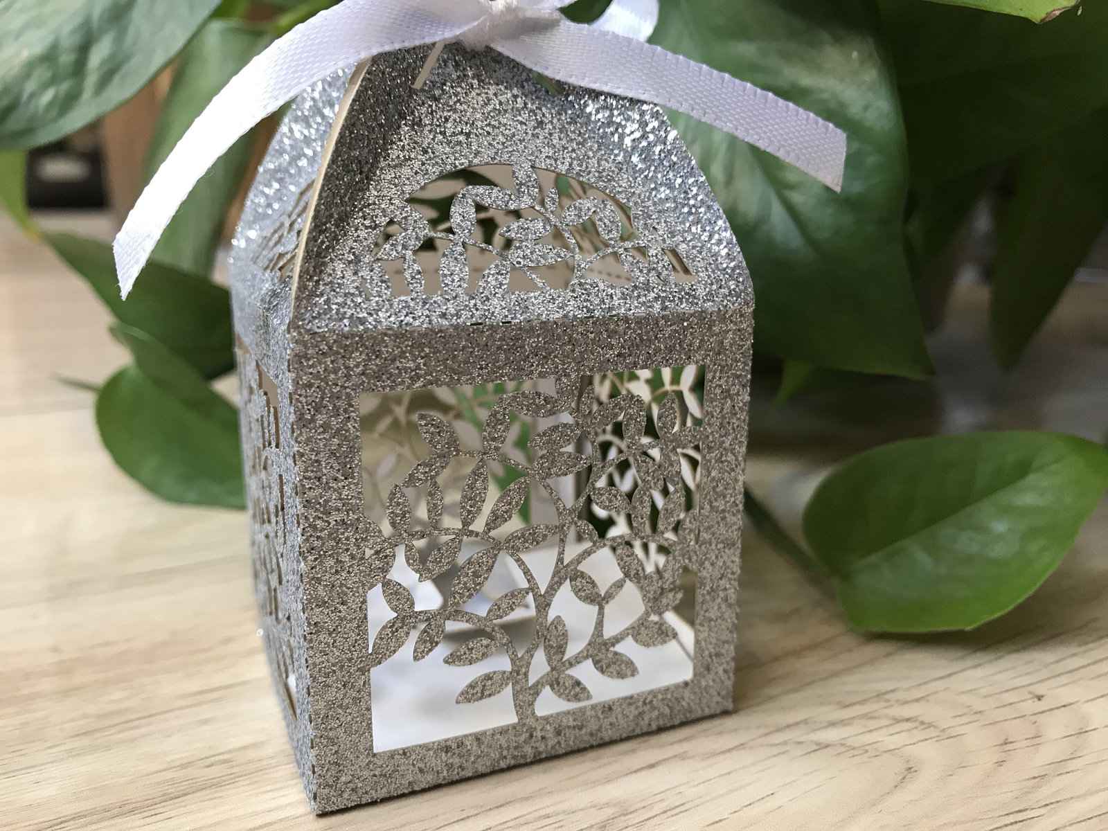100pcs Glitter Laser Cut Wedding Gift Box with Ribbon for Birthday ...