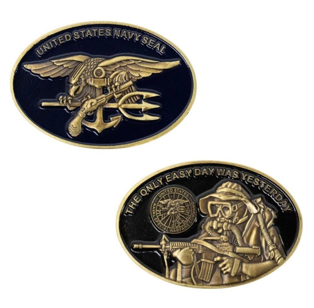 U.S. Navy SEAL Team Trident: Striking 2" Bronze Black Oval Shaped ...
