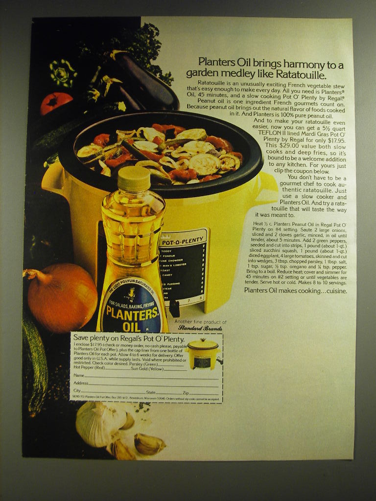 1974 Planters Oil Ad - Planters Oil brings harmony to a garden medley ...