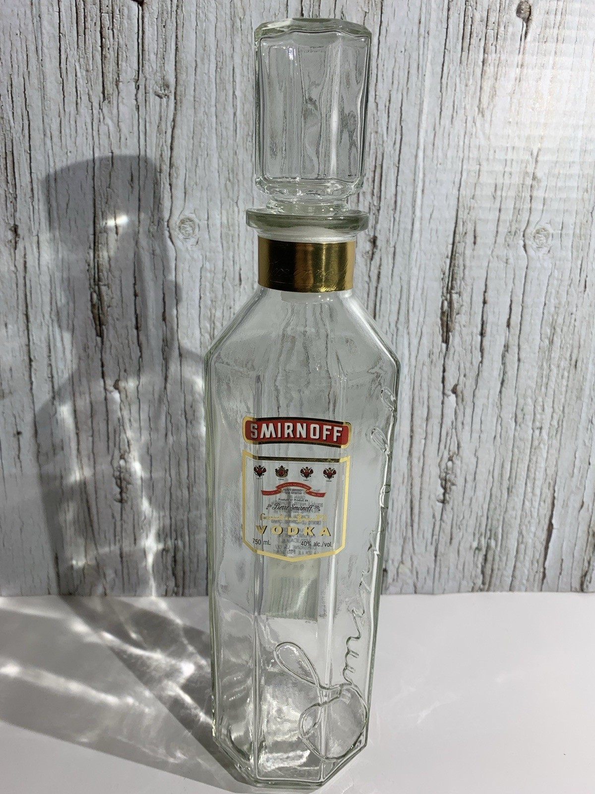 Smirnoff Vodka Octagon Decanter Embossed Smirnoff Script On Side 12.5 ...