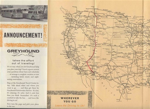 Greyhound Bus Lines Announcement Brochure with Route Map - Buses & Taxi ...