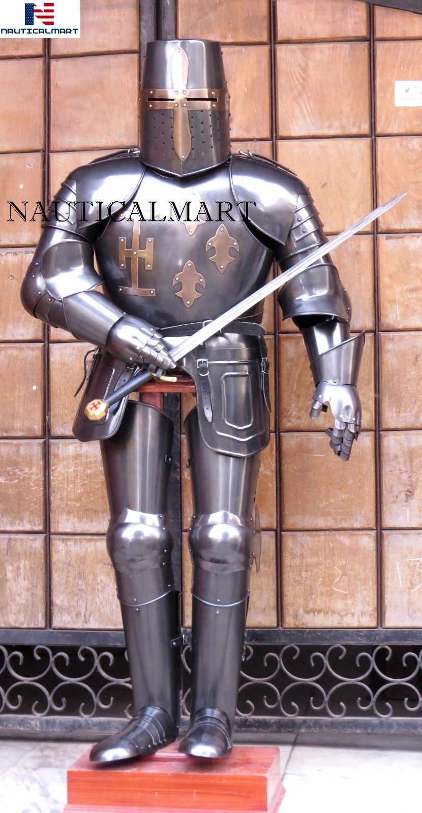 Templar Black Knight Suit Of Armour Wearable Halloween Costume ...