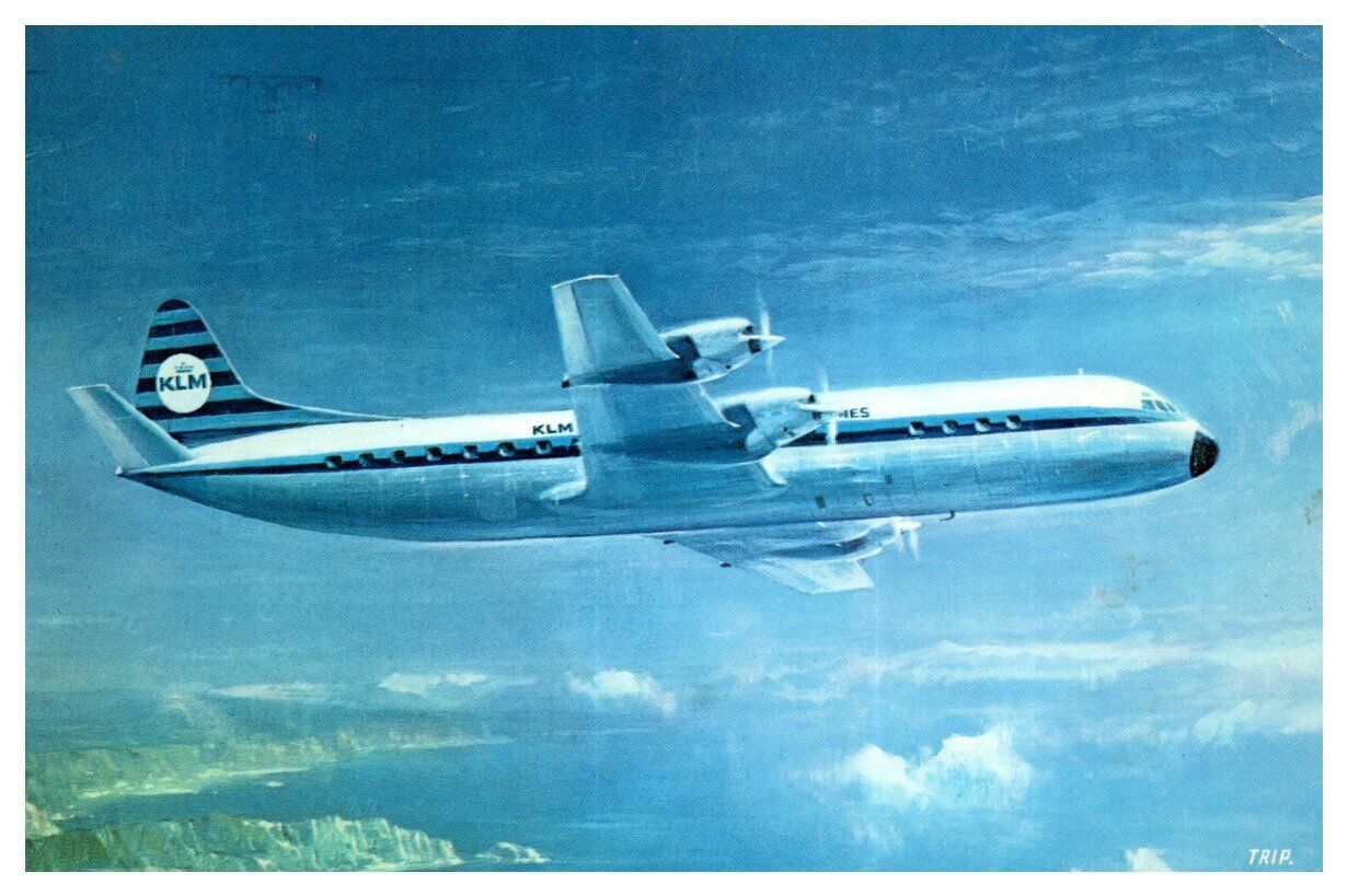 KLM Lockheed Prop Jet Electra 11 Airline Issued Airplane Postcard ...