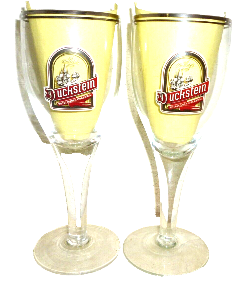 2 Duckstein Holsten Hamburg German Beer Glasses - Germany