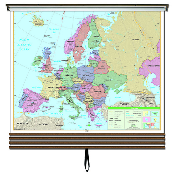 Essential Wall Map Set on Roller w/ Backboard; 4-Map Custom - Maps ...