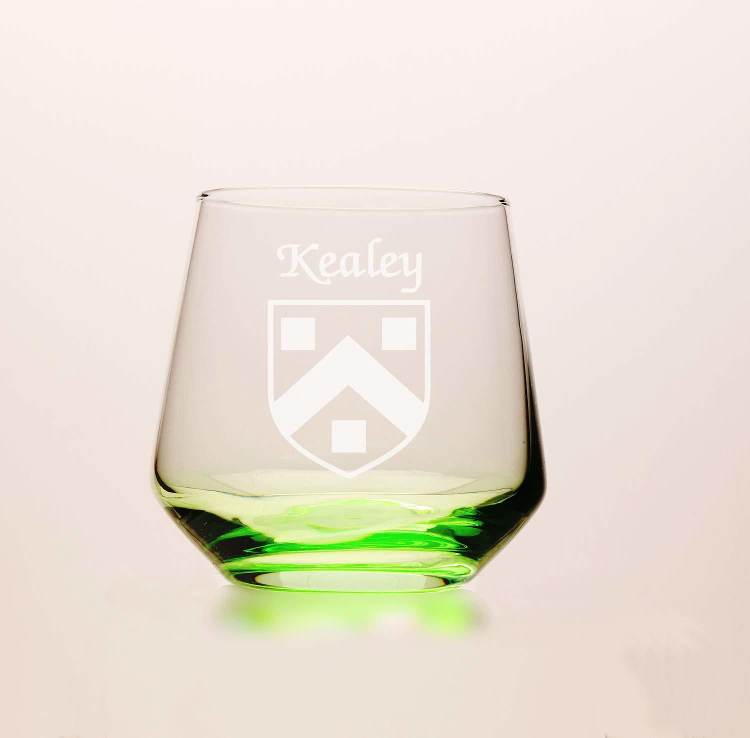 Kealey Irish Coat of Arms Green Tumbler Glasses - Set of 4 (Sand Etched ...