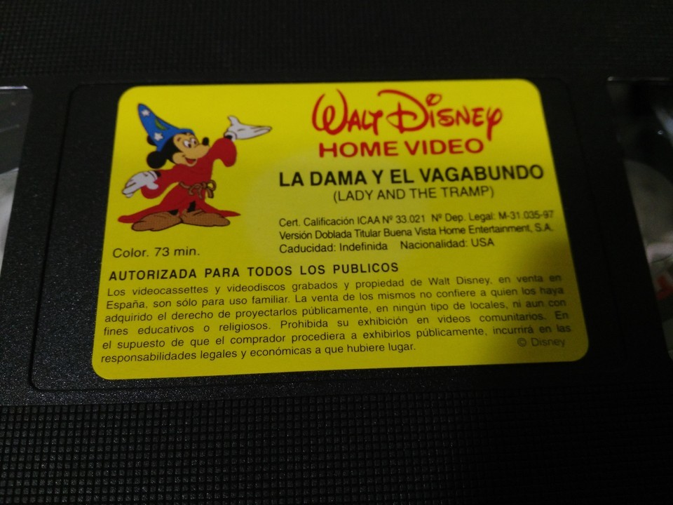 La Femme Y el Rover WALT DISNEY VHS Tape Film Castillan Seulement VHS ...